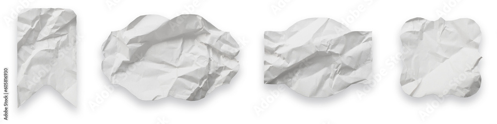 Crumpled paper label shapes isolated on transparent background Stock ...
