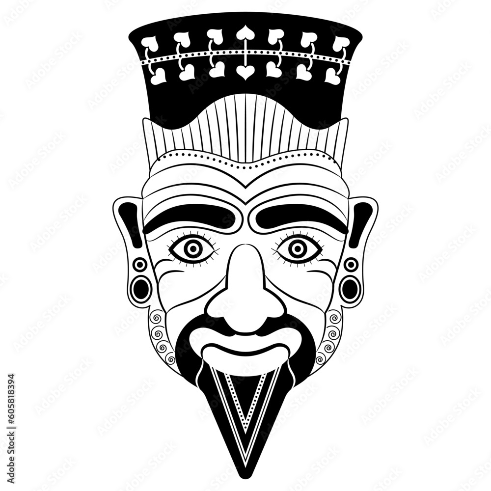 Head of Harun. Ancient Etruscan mythology. Ethnic mask. Vase painting ...