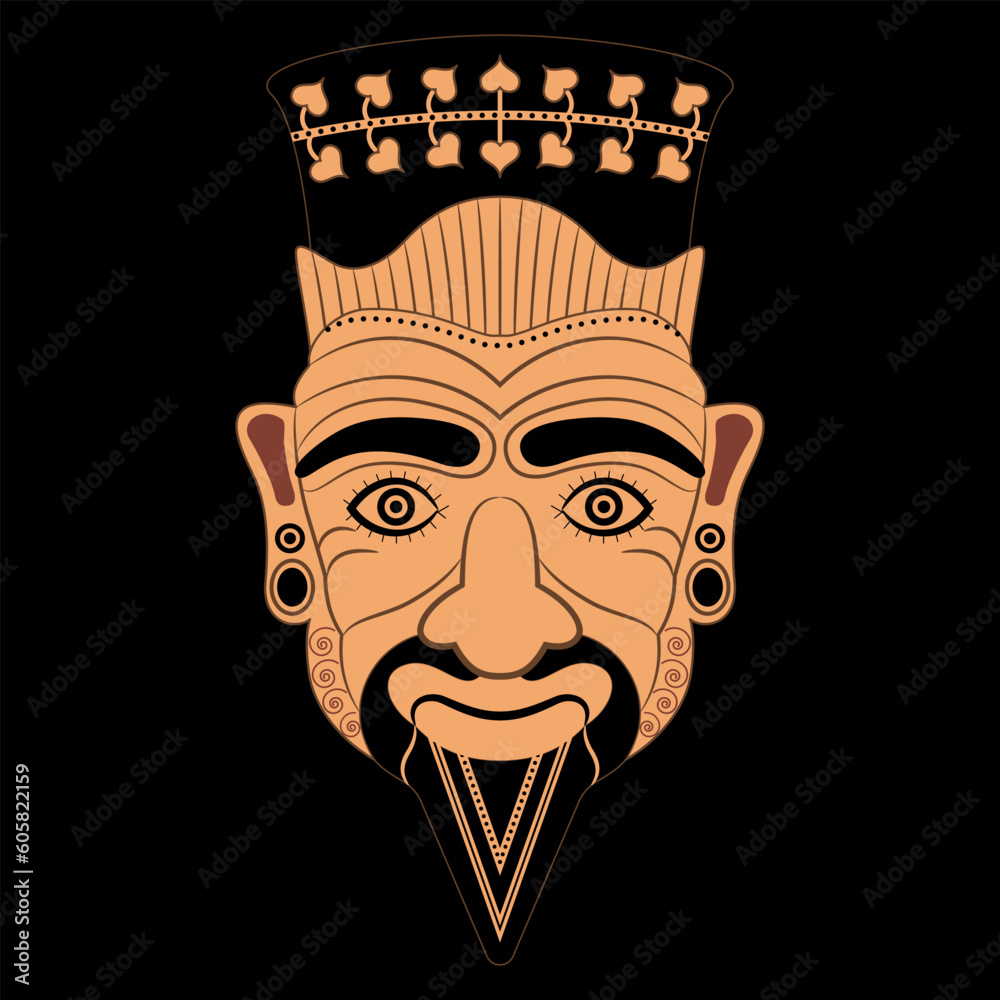 Head of Harun. Ancient Etruscan mythology. Ethnic mask. Vase painting ...