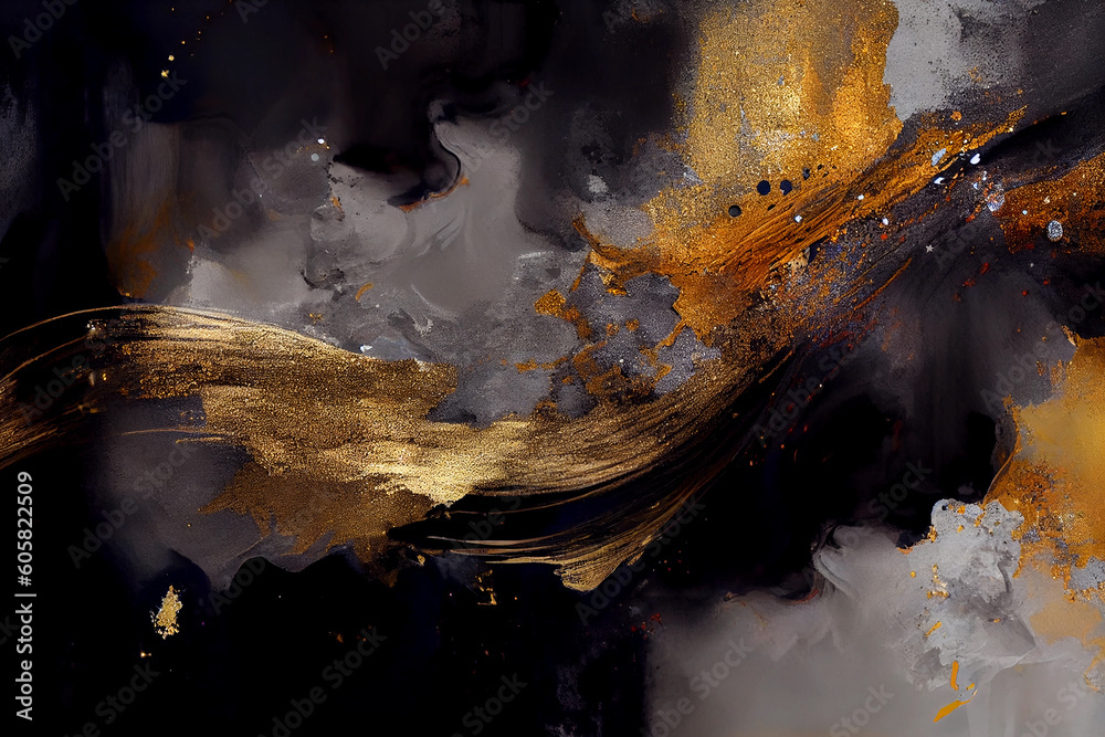 ภาพประกอบสต็อก Abstract black and gold explosion background. Aspect ...