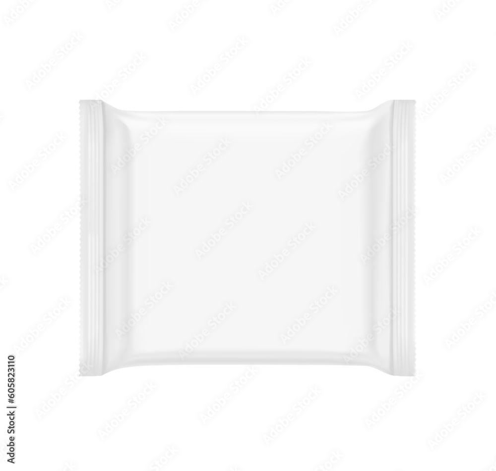 Hight realistic square flow packaging mockup. Vector illustration ...