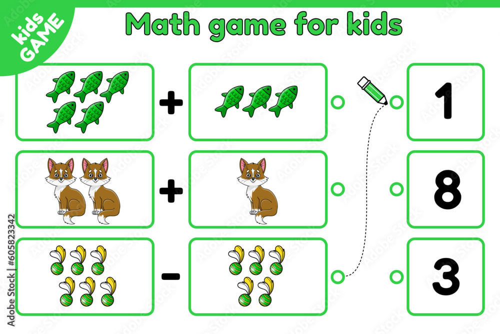Math educational game for children. Count and choose the correct number ...