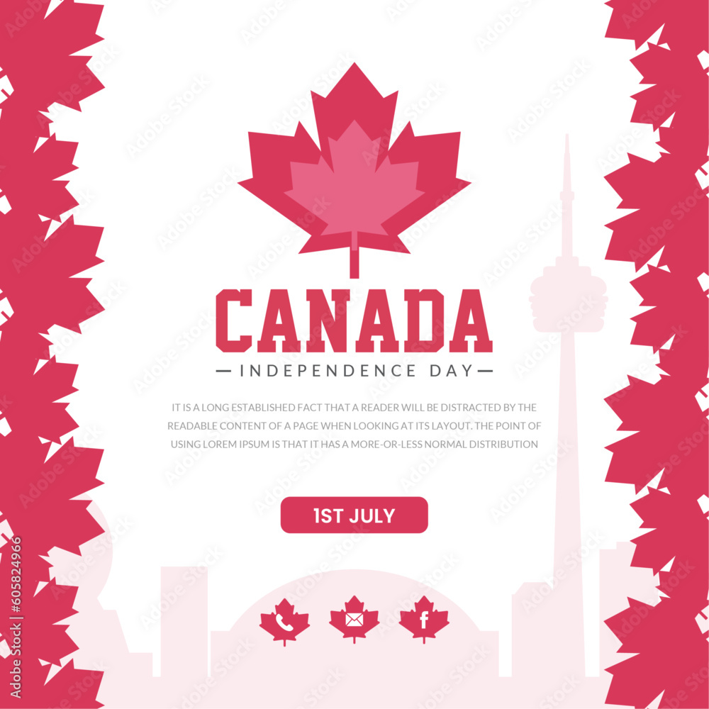Canada day decorative social media poster template Stock Vector | Adobe ...
