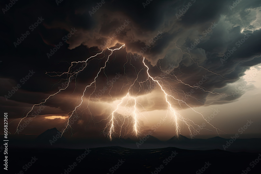 ภาพประกอบสต็อก Power and energy of a thunderstorm with dramatic ...