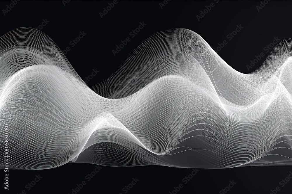 wallpaper for white abstract glowing luminous wavy thread strands ...