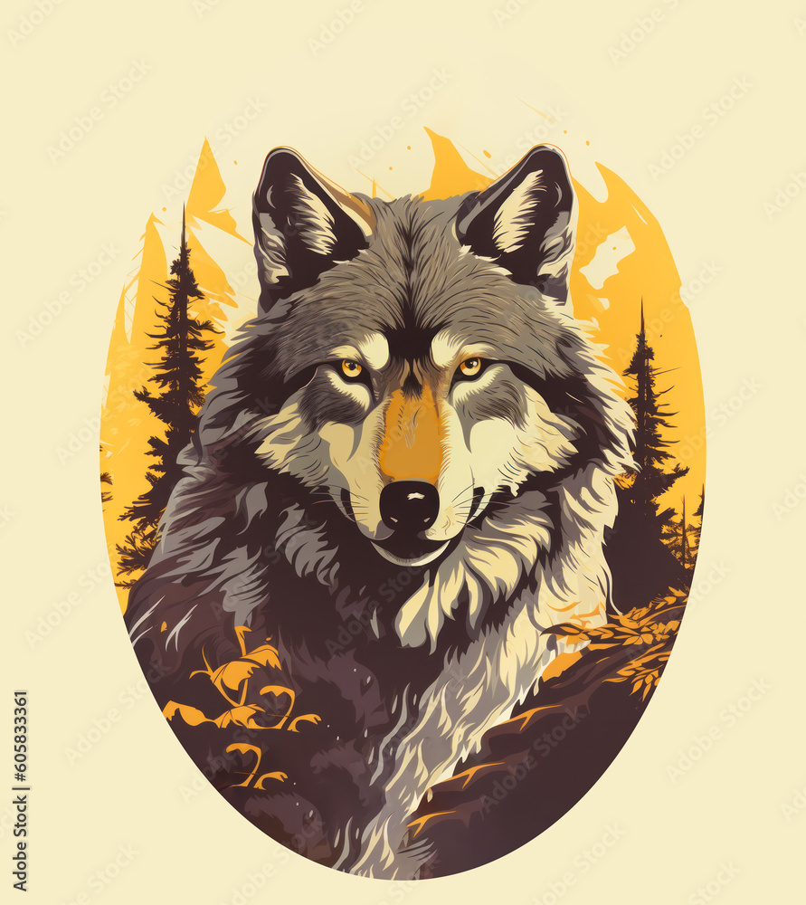Wolf Head Alpha Majesty: Vintage Graphic Design of a Wolf Head in ...