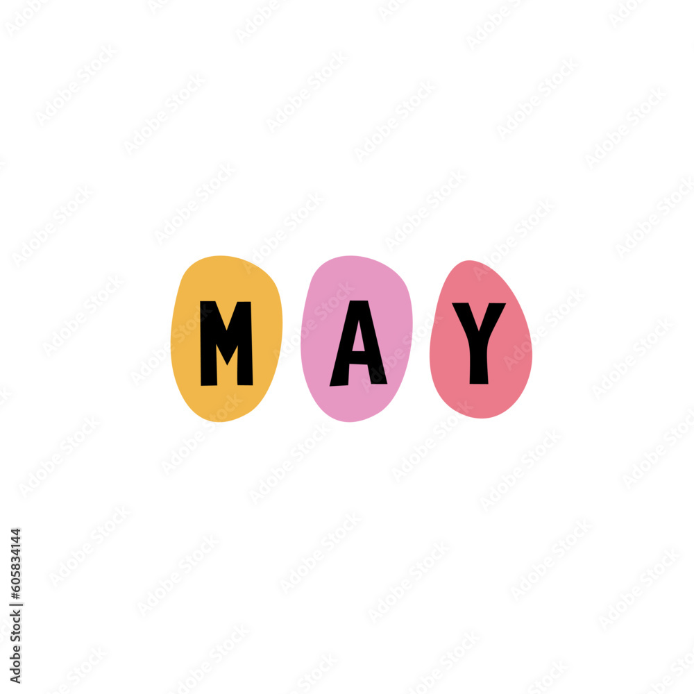 May month typography lettering Illustration. Spring vector flat design ...