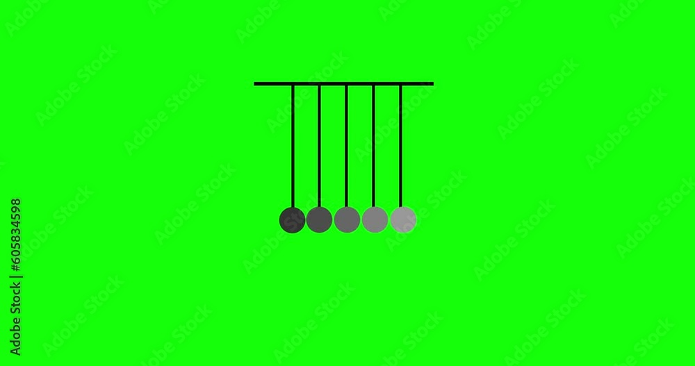 Newton's cradle 4k resolution animation. Newton's cradle on green background screen loader. Loop ...
