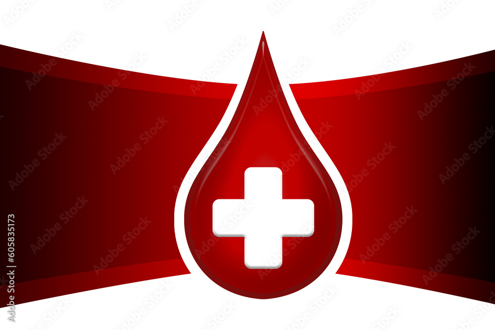 Blood drop with white cross Stock Illustration | Adobe Stock