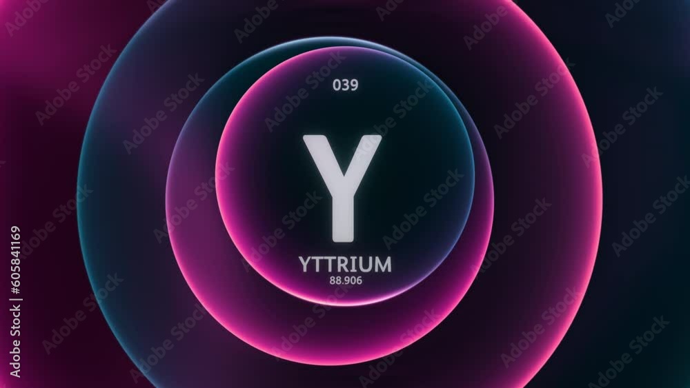 Yttrium as Element 39 of the Periodic Table. Concept animation on ...