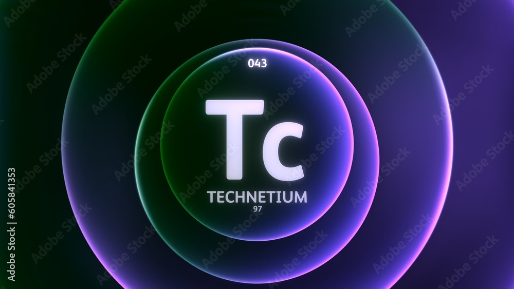 Technetium as Element 43 of the Periodic Table. Concept illustration on ...
