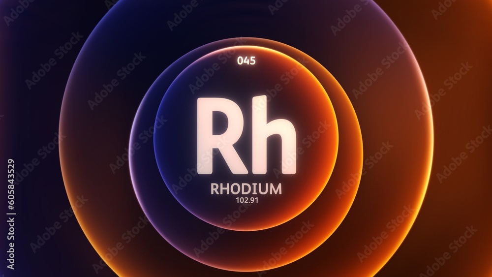 Rhodium as Element 45 of the Periodic Table. Concept illustration on ...
