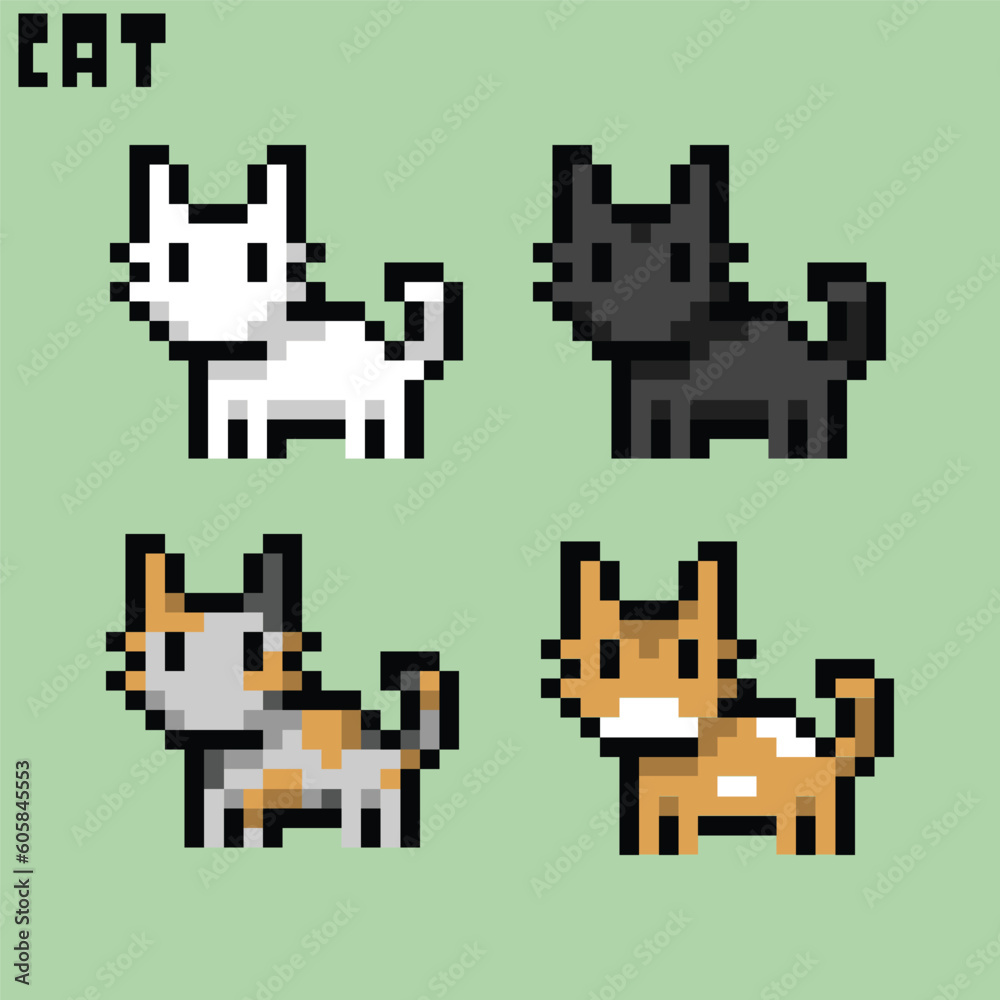 Cat illustration pixel art style with colorful color good for your ...