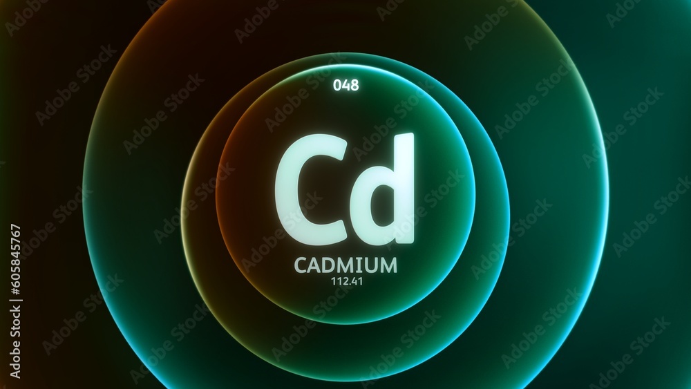 Cadmium as Element 48 of the Periodic Table. Concept illustration on ...