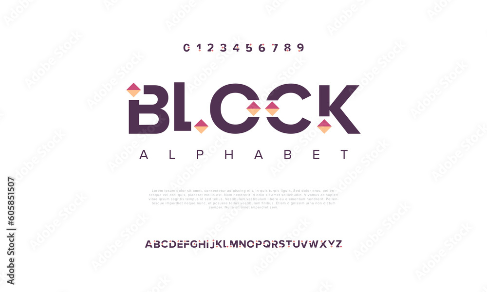Block abstract digital technology logo font alphabet. Minimal modern ...