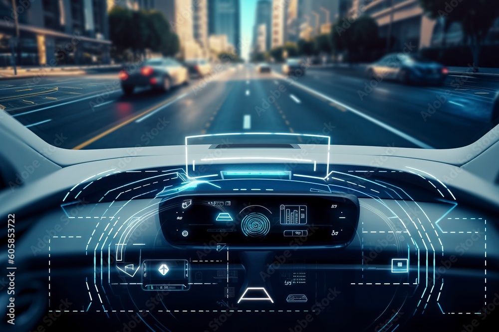 Modern smart car technology intelligent system using Heads up display ...