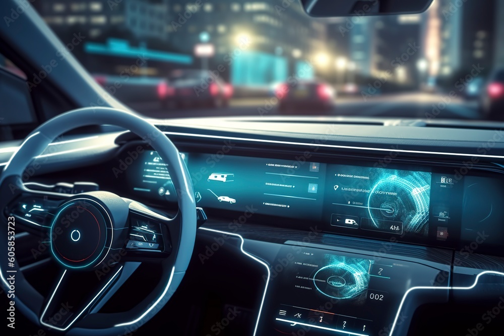 Modern smart car technology intelligent system using Heads up display ...