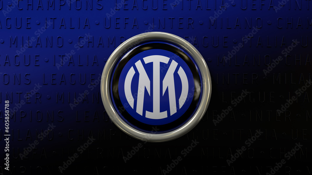 3d rendering of a badge with te Logo of Internazionale di Milano ...