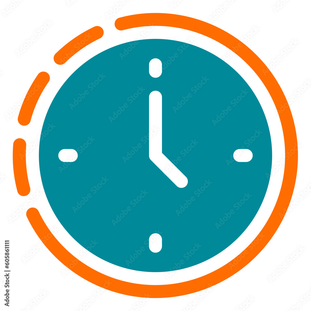 Browsing history icon with clock and dash line for time calculation ...