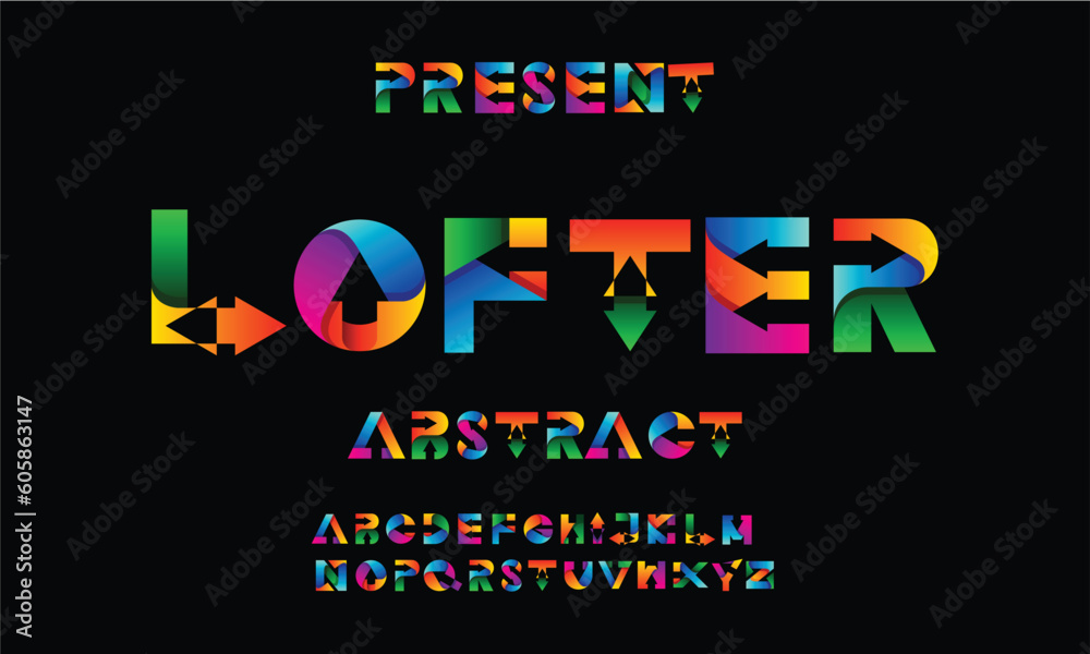 LOFTER, Sport and action technology typography alphabet fonts with bold ...