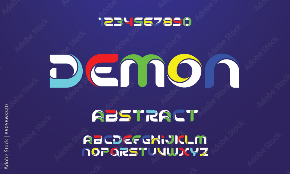 DEMON Lettering Fashion Designs. Modern elegant alphabet letters font and number. Minimalist ...