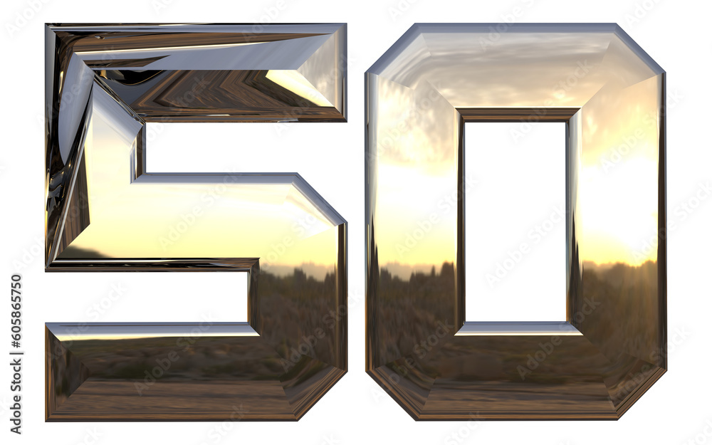 Isolated Logo of Golden Jubilee Anniversary. Gold Metallic Three ...