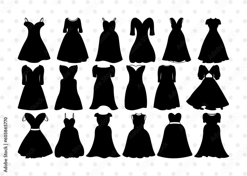 Wedding Dress SVG, Dress Silhouette, Short Dress Svg, Strapless Dress ...