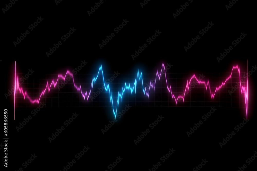 Colorful pink heart rate and pulse on black screen, seamless looping ...