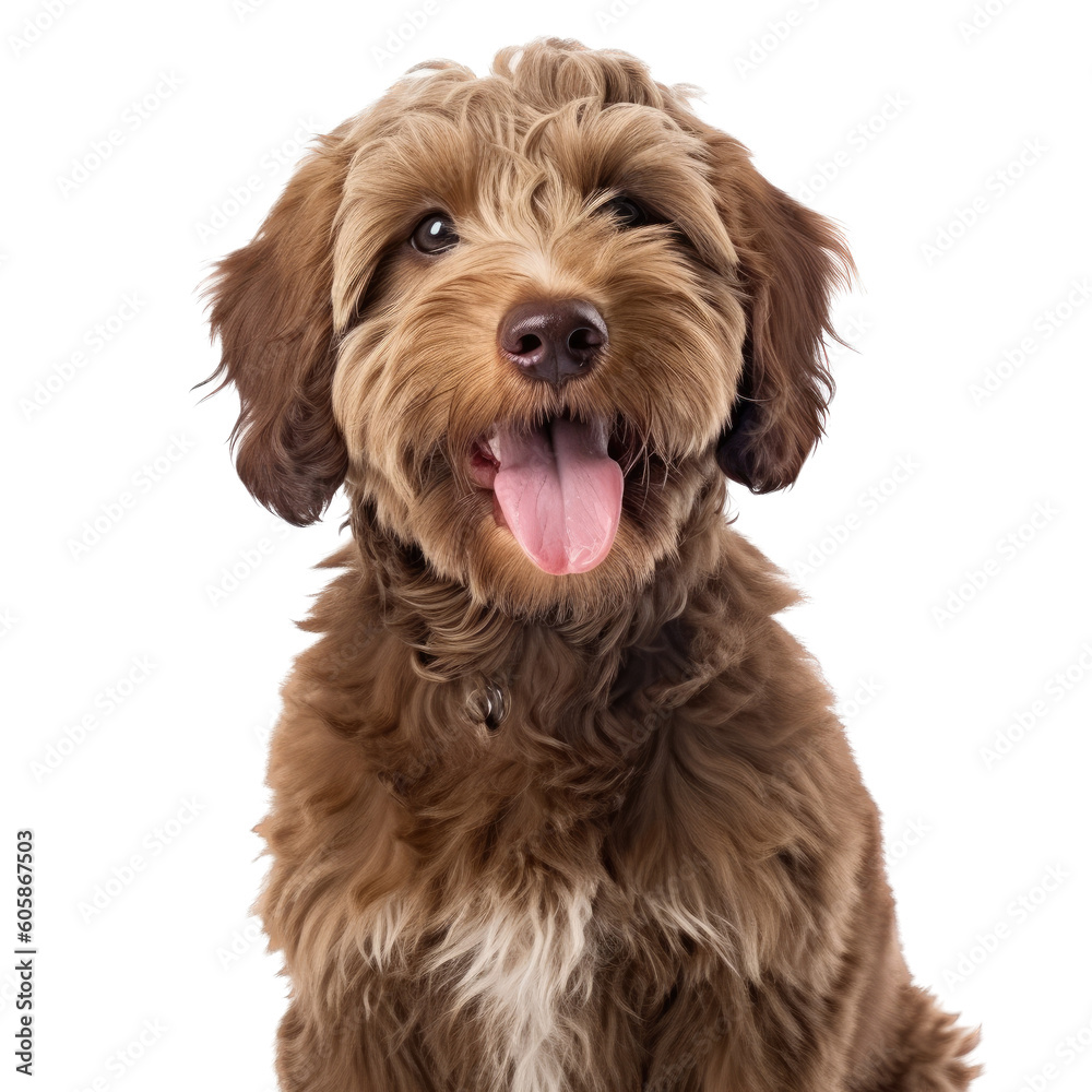 a cute Labradoodle puppy, Portrait, happy, smiling and fun, Pet-themed ...