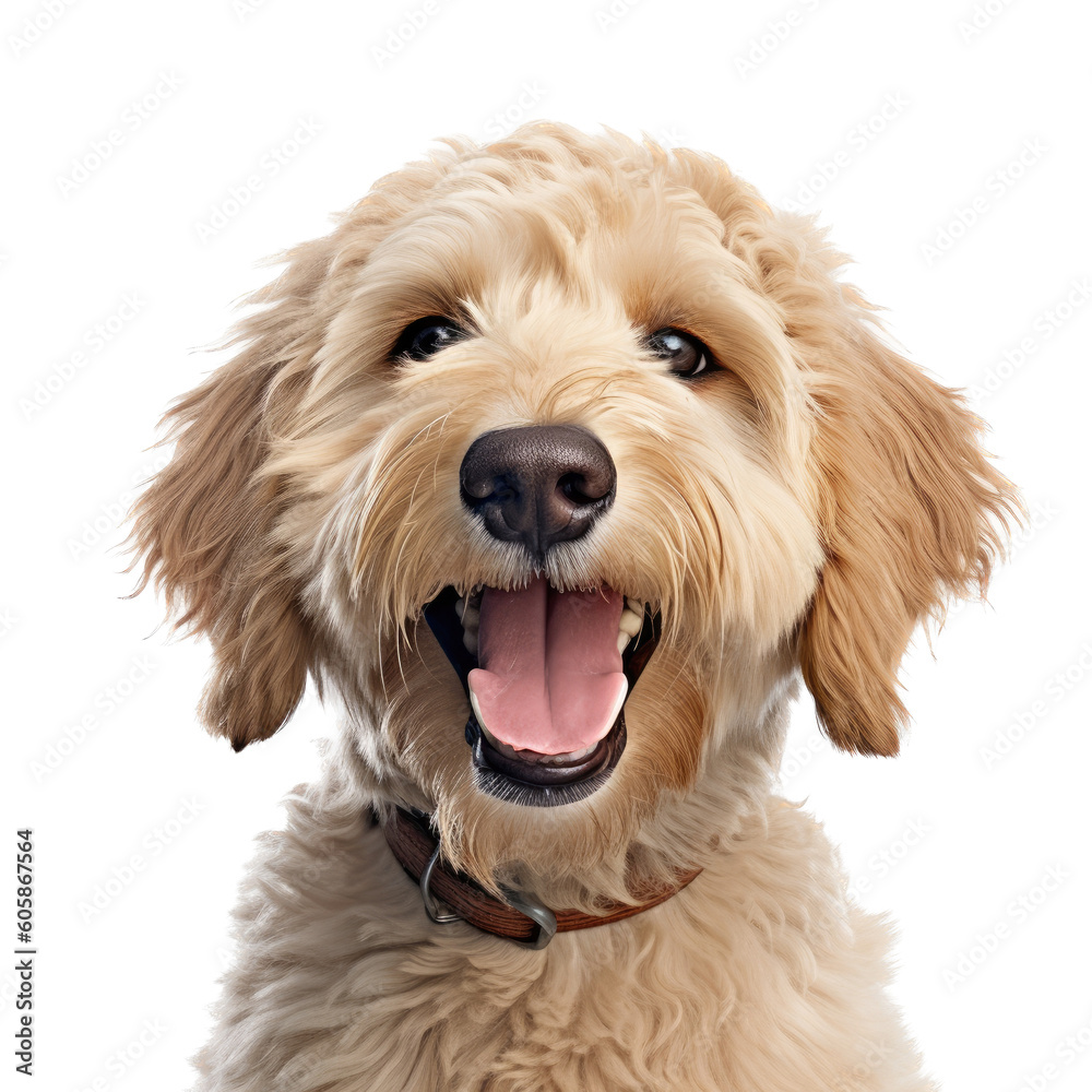 a cute Labradoodle puppy, Portrait, happy, smiling and fun, Pet-themed ...