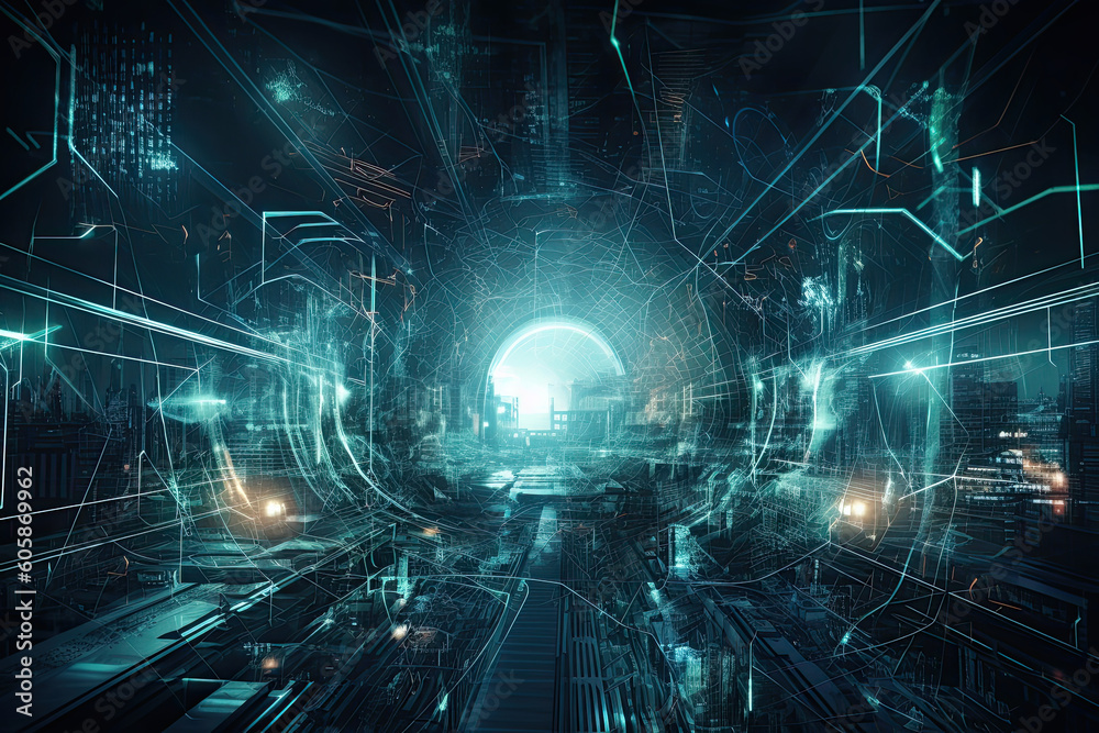 ภาพประกอบสต็อก Futuristic blue light, technology background image ...