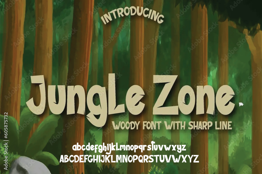 Jungle Zone Modern futuristic font for video game logo and headline. Bold letters with sharp ...