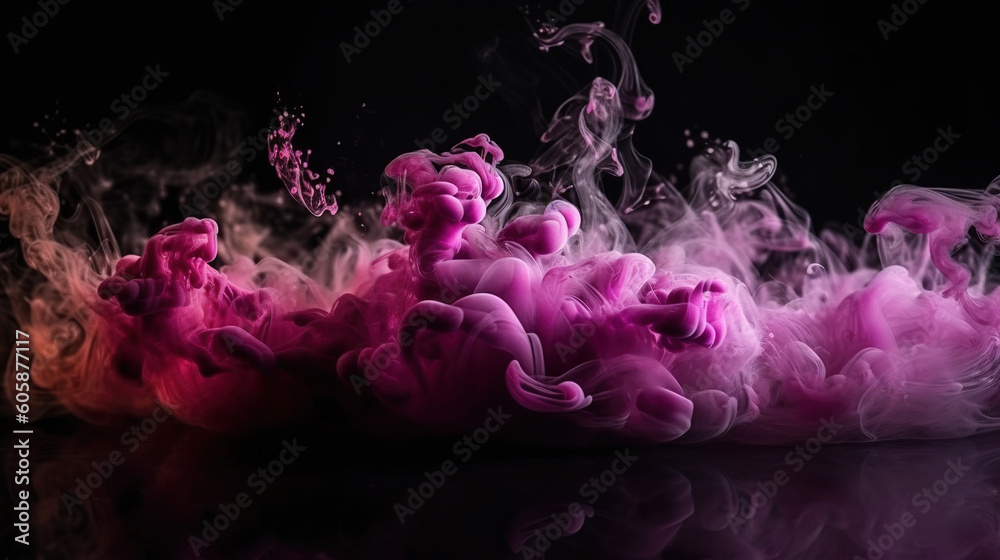 Color mist. Glitter smoke. Paint water splash. Magic spell. Bright pink ...