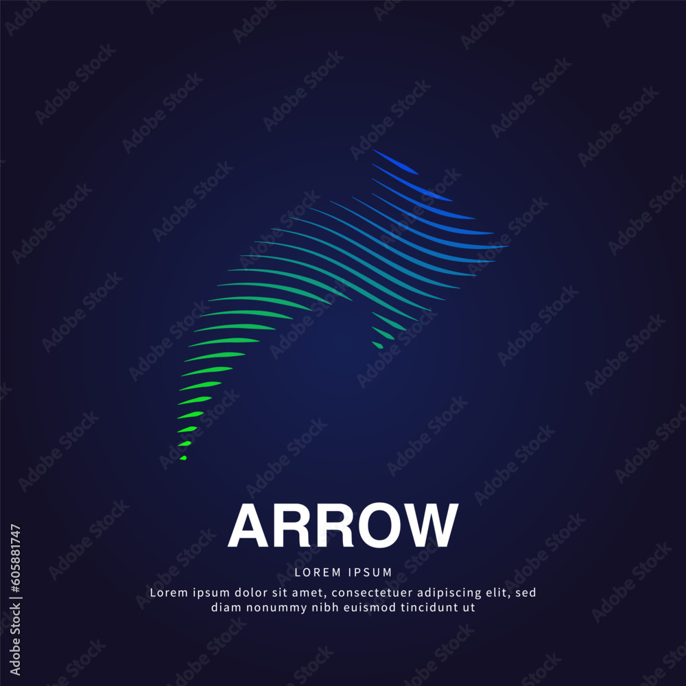 Arrow shape with creative line art structure. Vector logo Arrow color ...