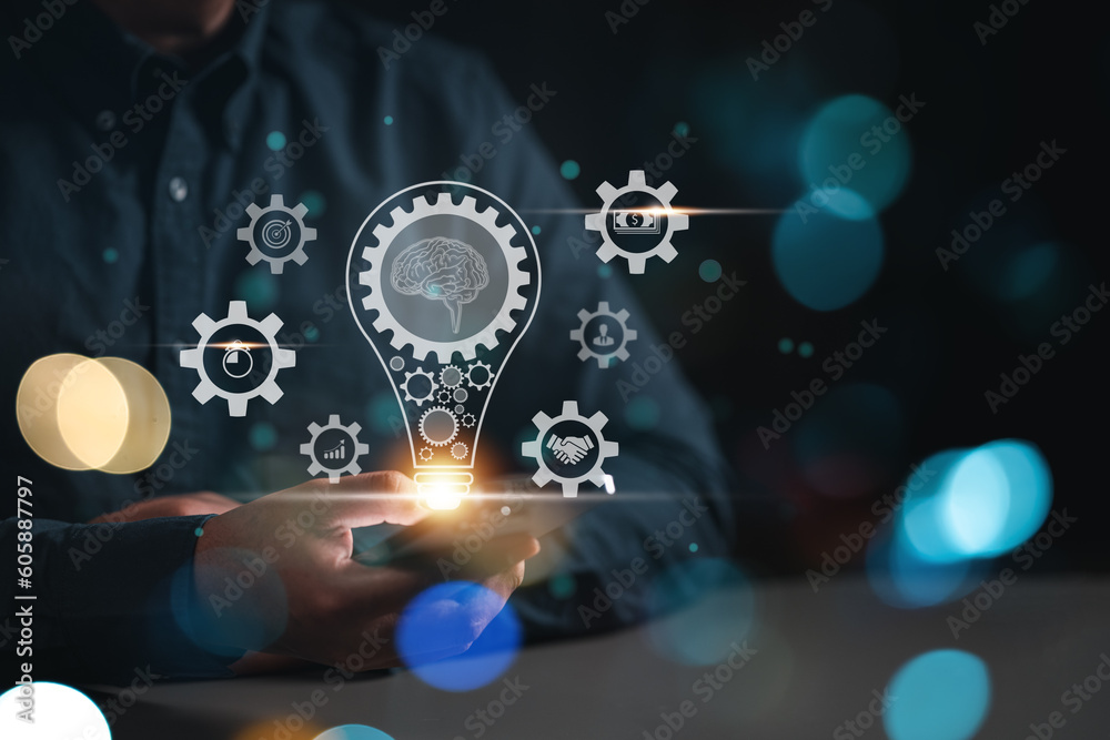 Light Bulb Iot Device Technology Cog Futuristic Internet Screen