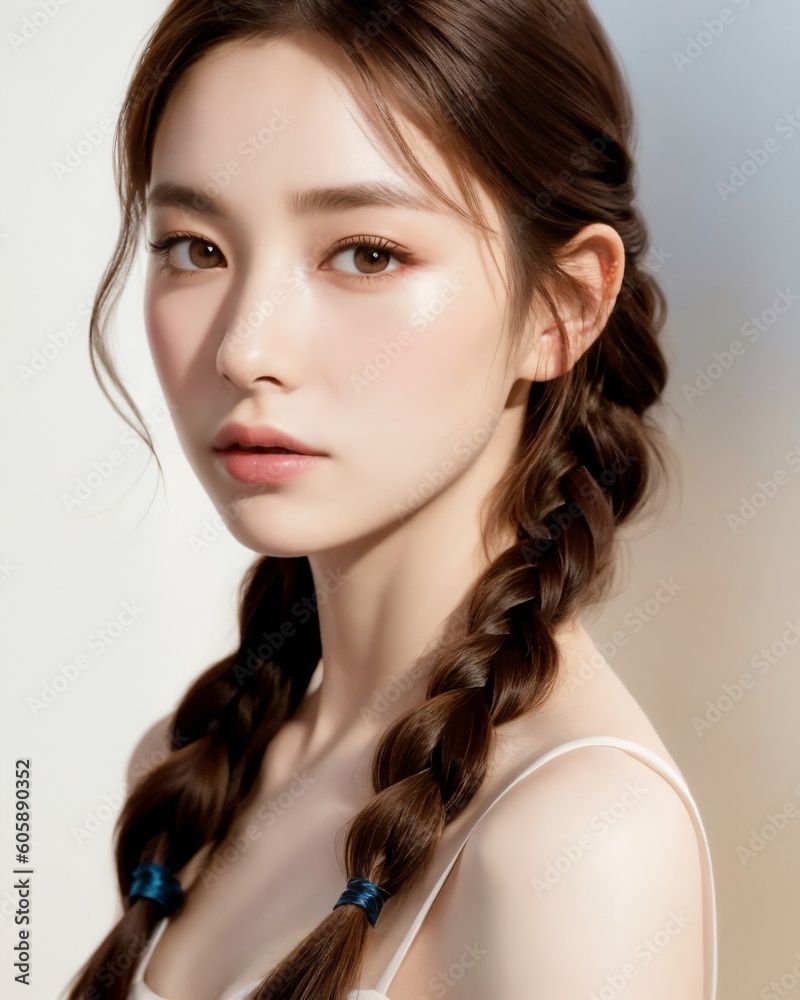 Portrait of beautiful japanese women with french braid wearing ballet ...