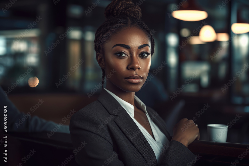 Bllack woman in a business suit standing in a confident pose. Woman's ...