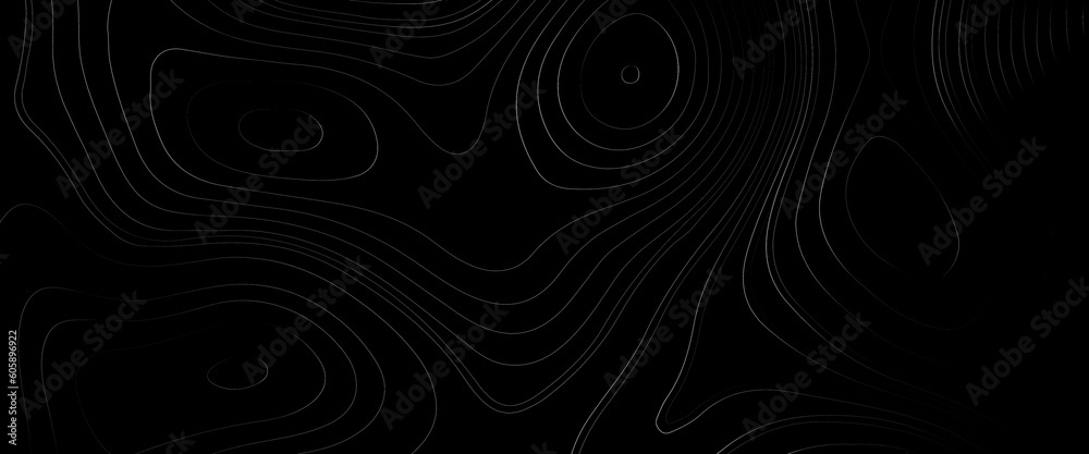 Black topographical contour line map background, topographic map ...