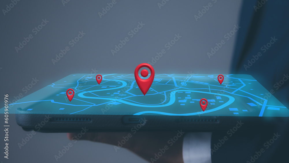 Location point, icon maps and find places in the online system ...