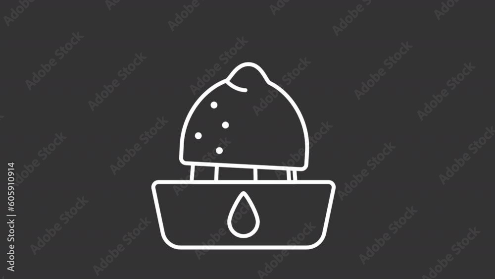 Animated squeezer white line icon. Squeezing lemon animation. Lemon ...