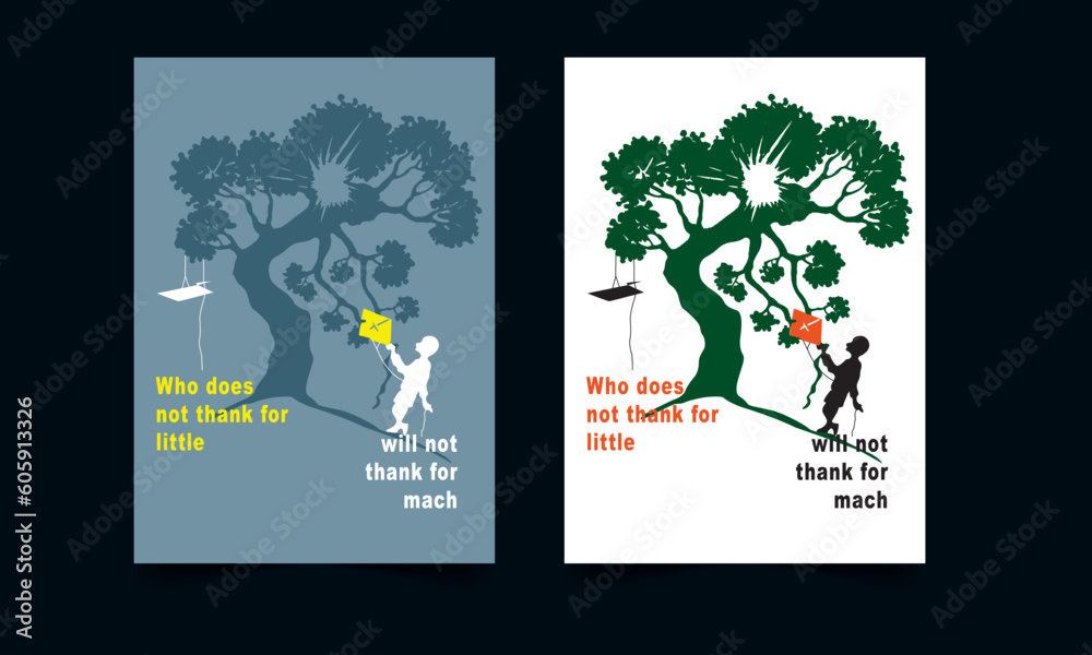 Vector silhouette of boys kite under big tree design. Who does not ...