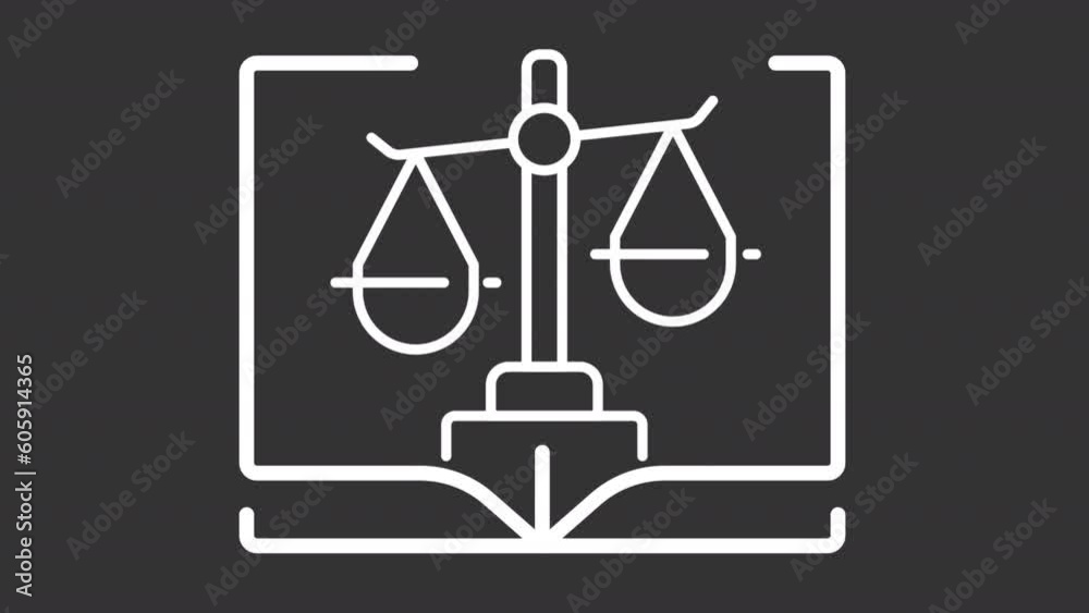 Constitutional court icon animation. Animated white line balancing ...