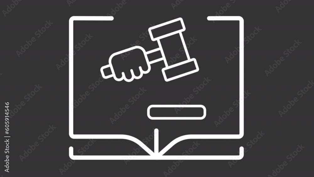 Legislation white icon animation. Animated line hand hitting judge ...