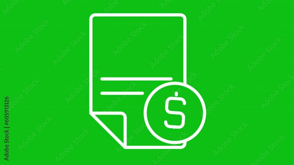 Tax pay white icon animation. Animated line tax form with dollar sign ...