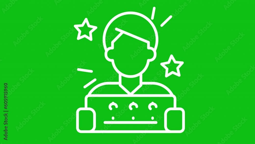 Jackpot white icon animation. Animated line lottery winner holding ...