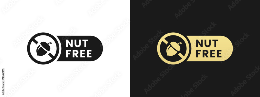 Nut free label or Nut free symbol vector isolated in flat style. Best ...