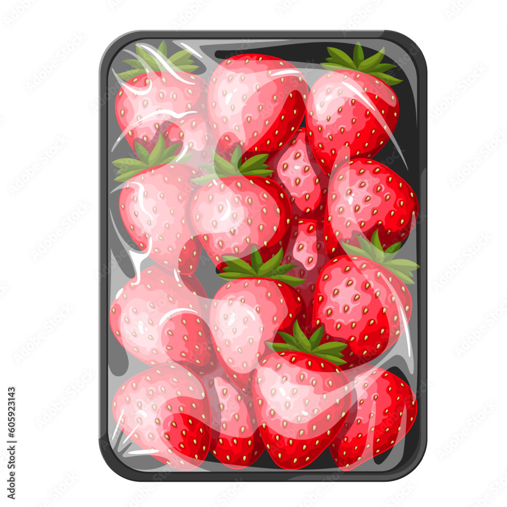 Strawberry pack vector illustration. Cartoon isolated raw red berry ...