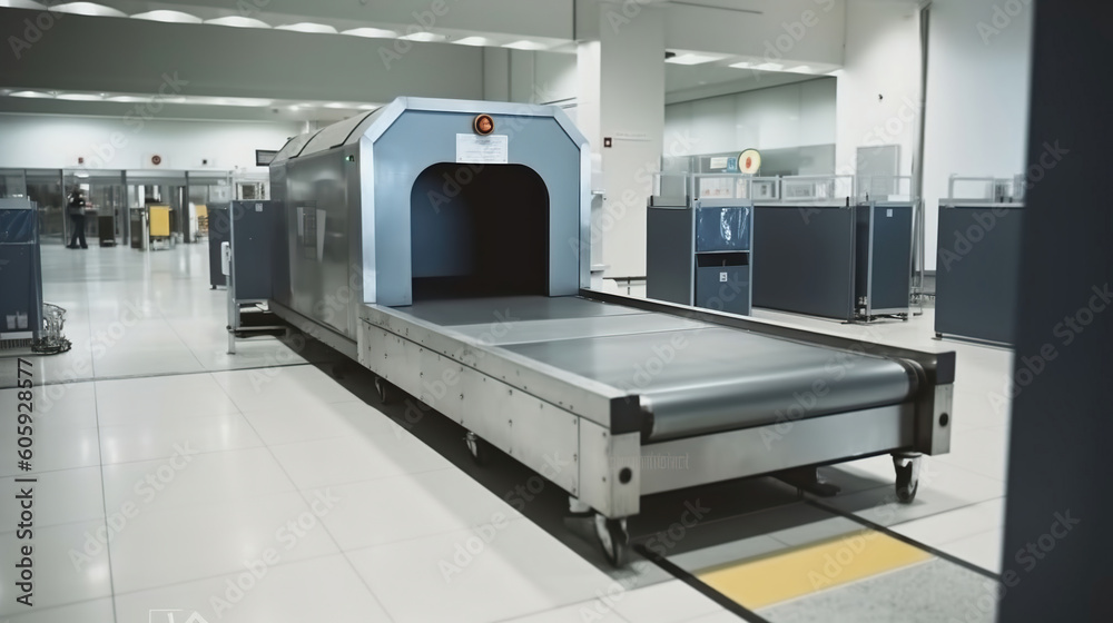 Ilustrace „Airport security metal detector scan. Empty scanner control ...