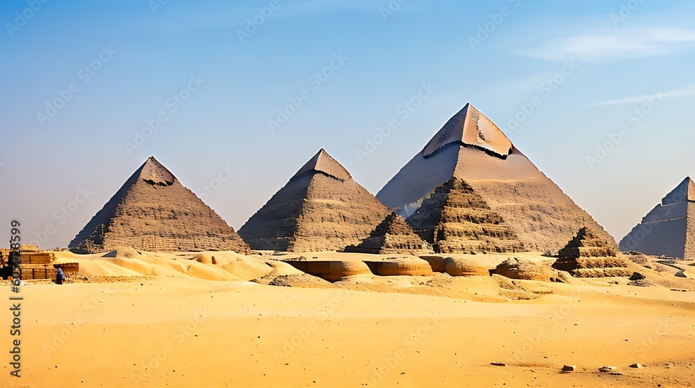 The Giza pyramid complex, also called the Giza Necropolis, isolated on ...