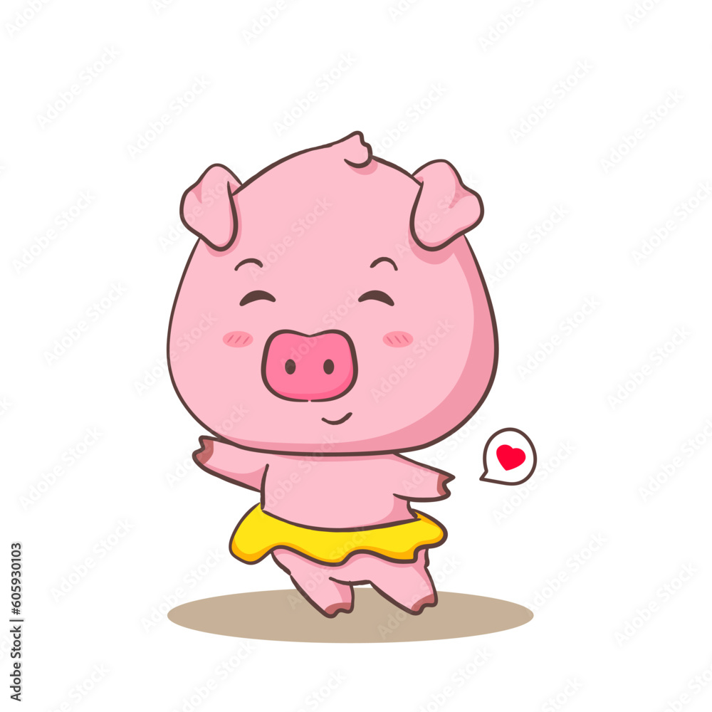Cute pig cartoon character ballerina ballet dancer. Adorable animal ...